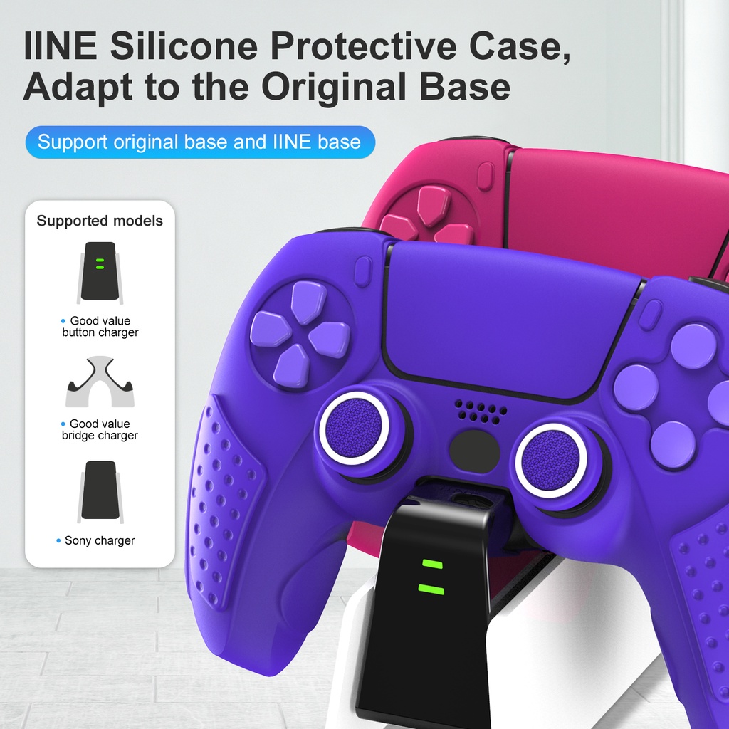 IINE PS5 Controller Case Cover with Touch Pad Sticker Silicone Case ...