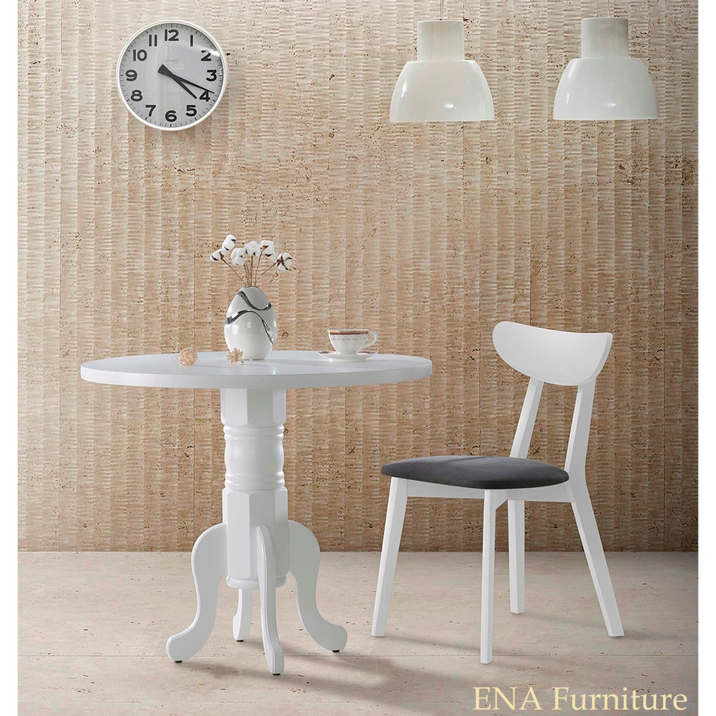 Solid Wood 80cm Round Dining Table / Cafe Table / Meja Makan Bulat ...