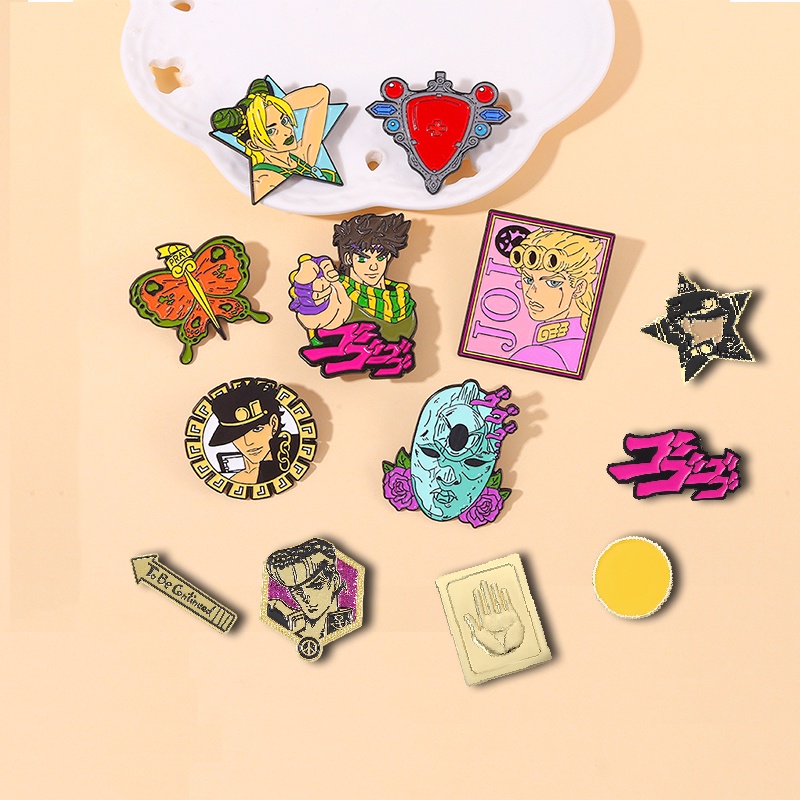 JoJo Adventure Anime Enamel Pins Kujo Jotaro Jolyne Cujoh Brooches ...