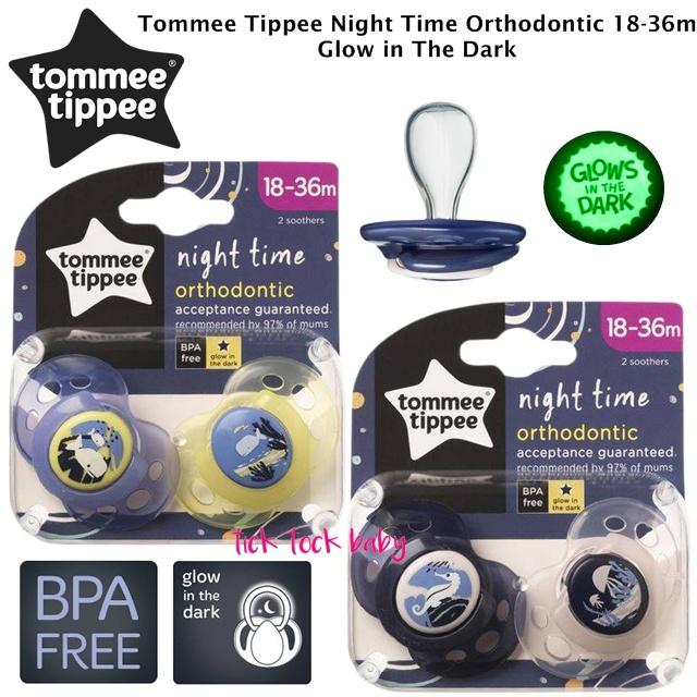 Tommee Tippee 18-36 Months Pacifier Glow In The Dark Night Time Baby ...