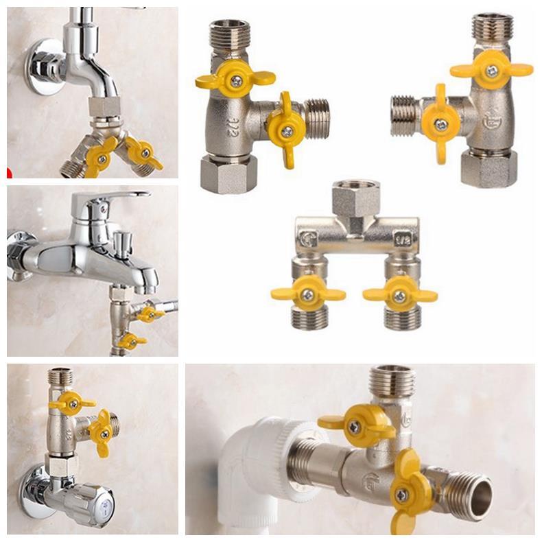 All Copper With Live Connector Three-Way Joint Angle Valve One Inlet ...