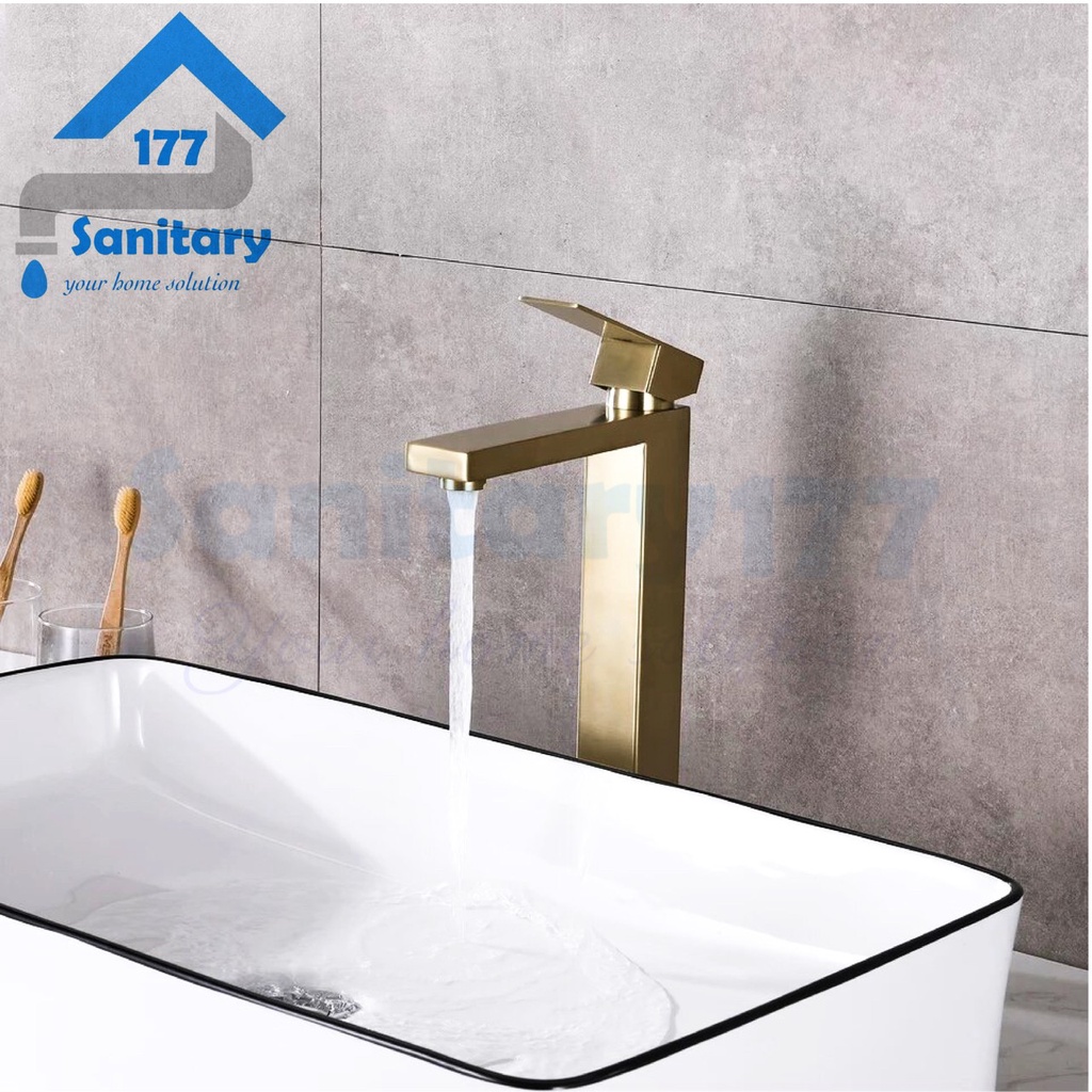 High cold sink faucet GOLD brass 412G-30cm thick wash basin faucet ...