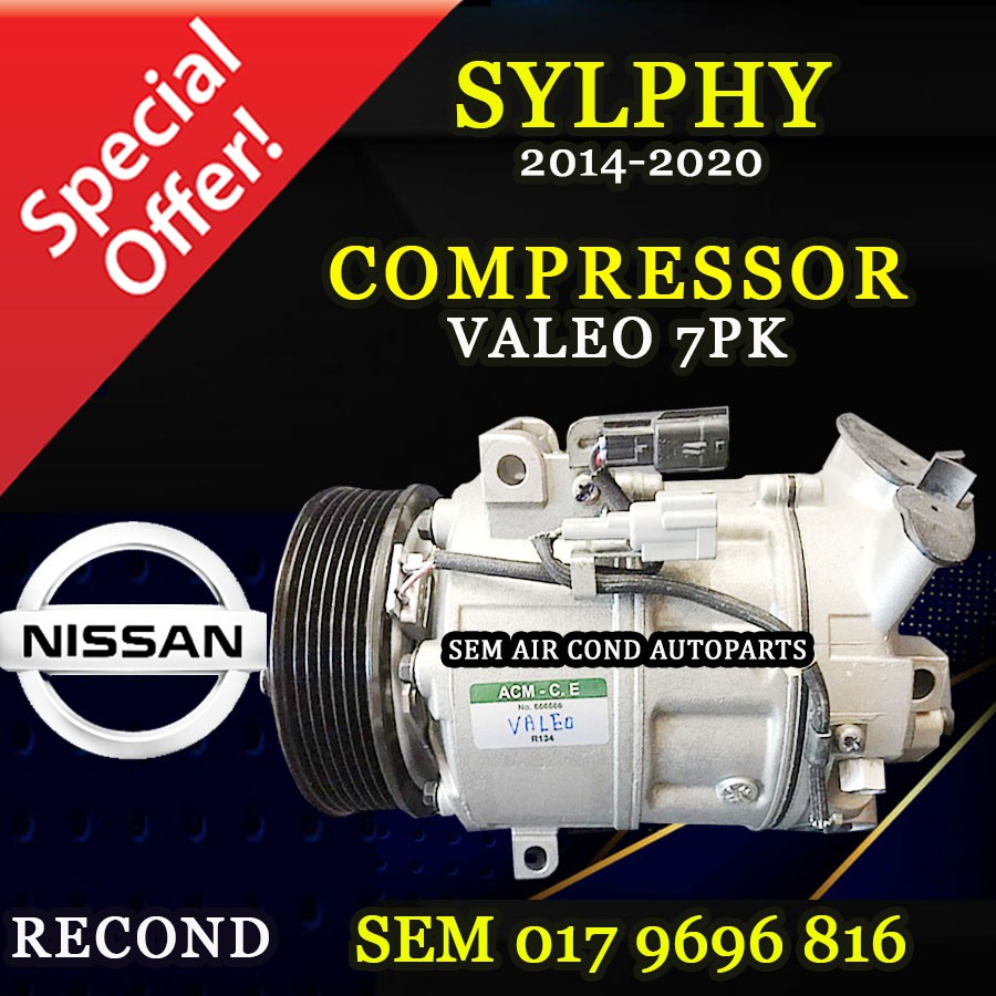 NISSAN SYLPHY 2014-2020 YEAR 7PK VALEO RECOND COMPRESSOR/ KOMPRESOR (CAR AIRCOND SYSTEM ...