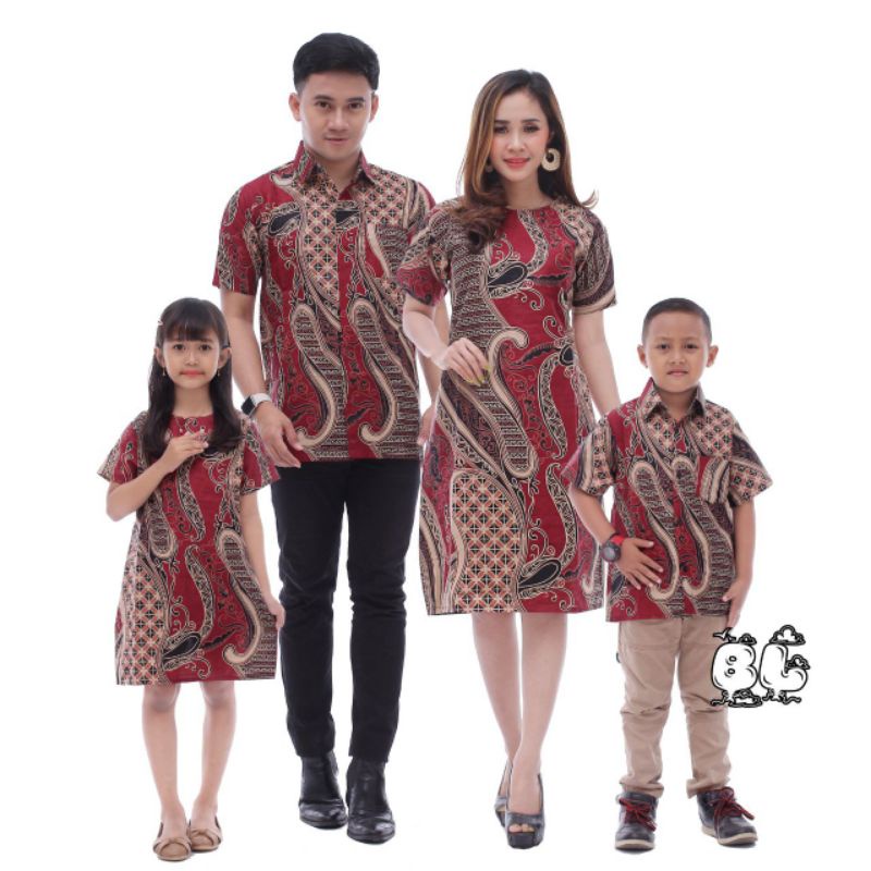 MERAH KEMEJA Mother Father Son Family Uniform Package - Red Abstract ...
