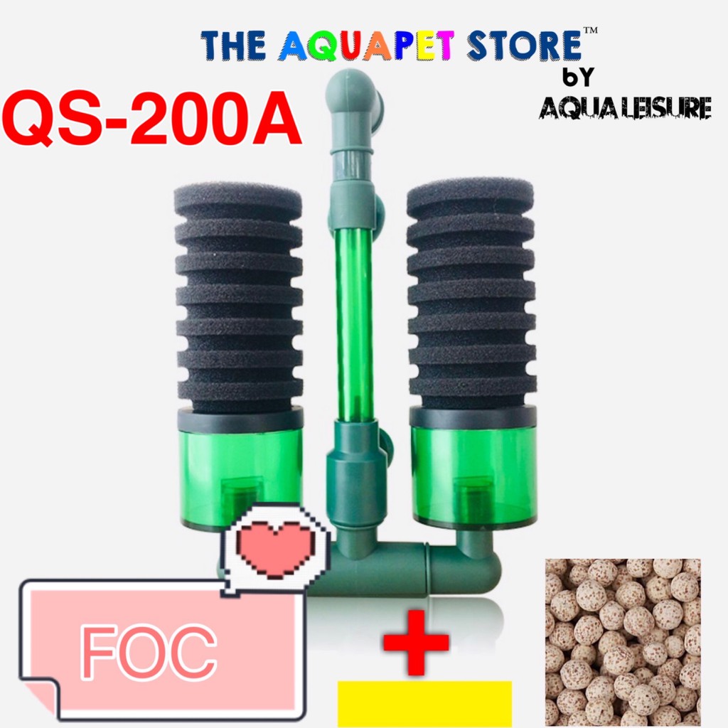 (QS-200A) QANVEE AQUARIUM SPONGE FILTER QS-200A (FOC BIOBALL MEDIA) | Shopee Malaysia
