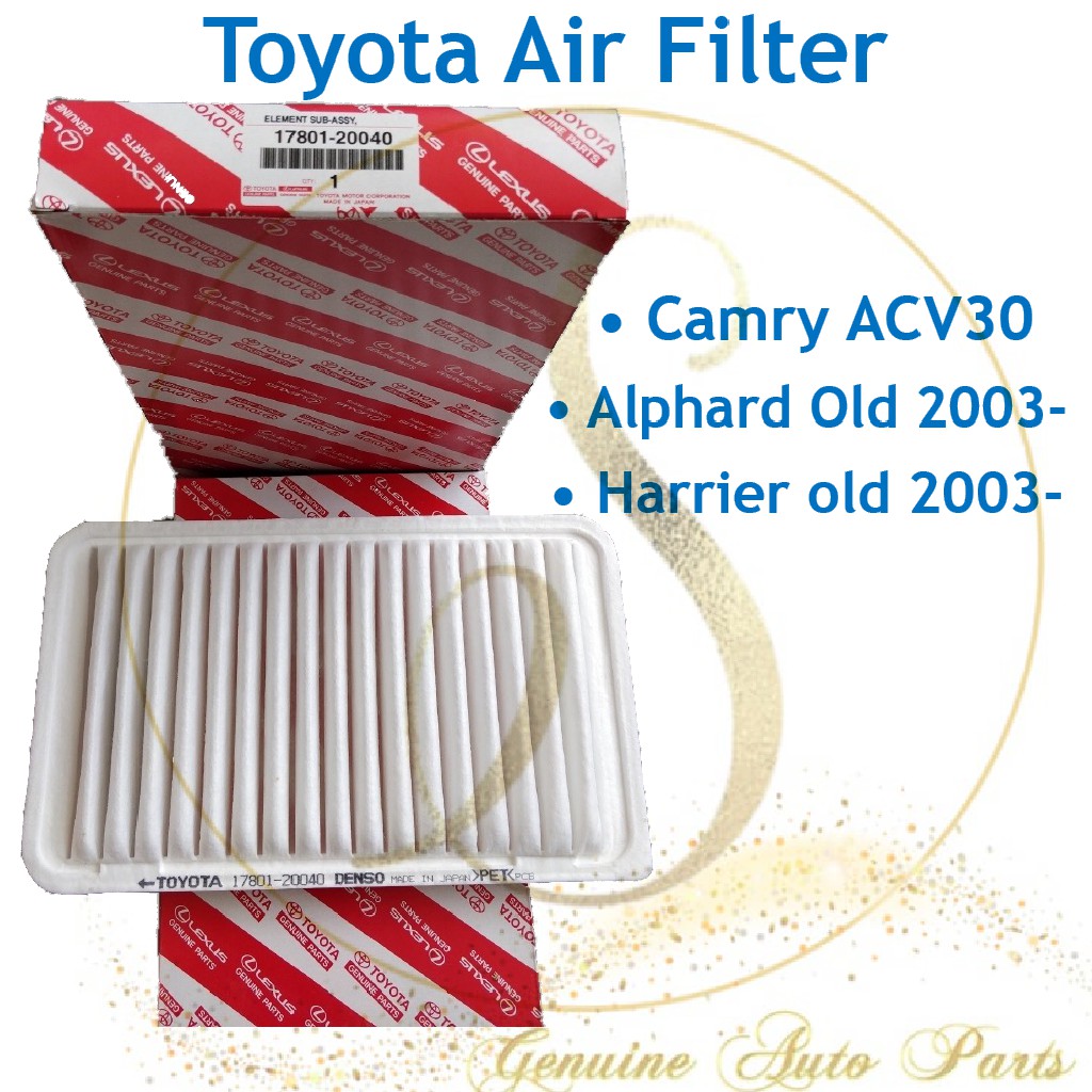 (100% Original) TOYOTA Air Filter 17801-20040 Toyota Camry ACV30 2003 ...