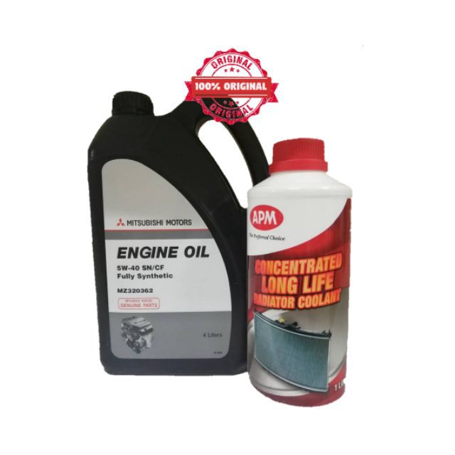 Mitsubishi 5W40 Fully Synthetic SN/CF Engine Oil 4L (FOC APM Coolant 1L ...