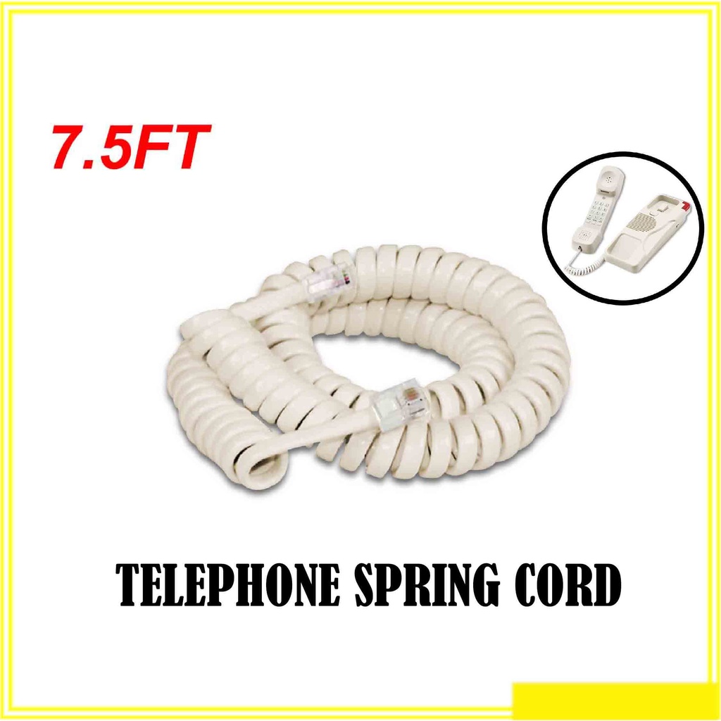 📞Telephone Spring Cord 7.5ft/2.2 Meter RJ9 4P4C Handset Cable | Shopee ...