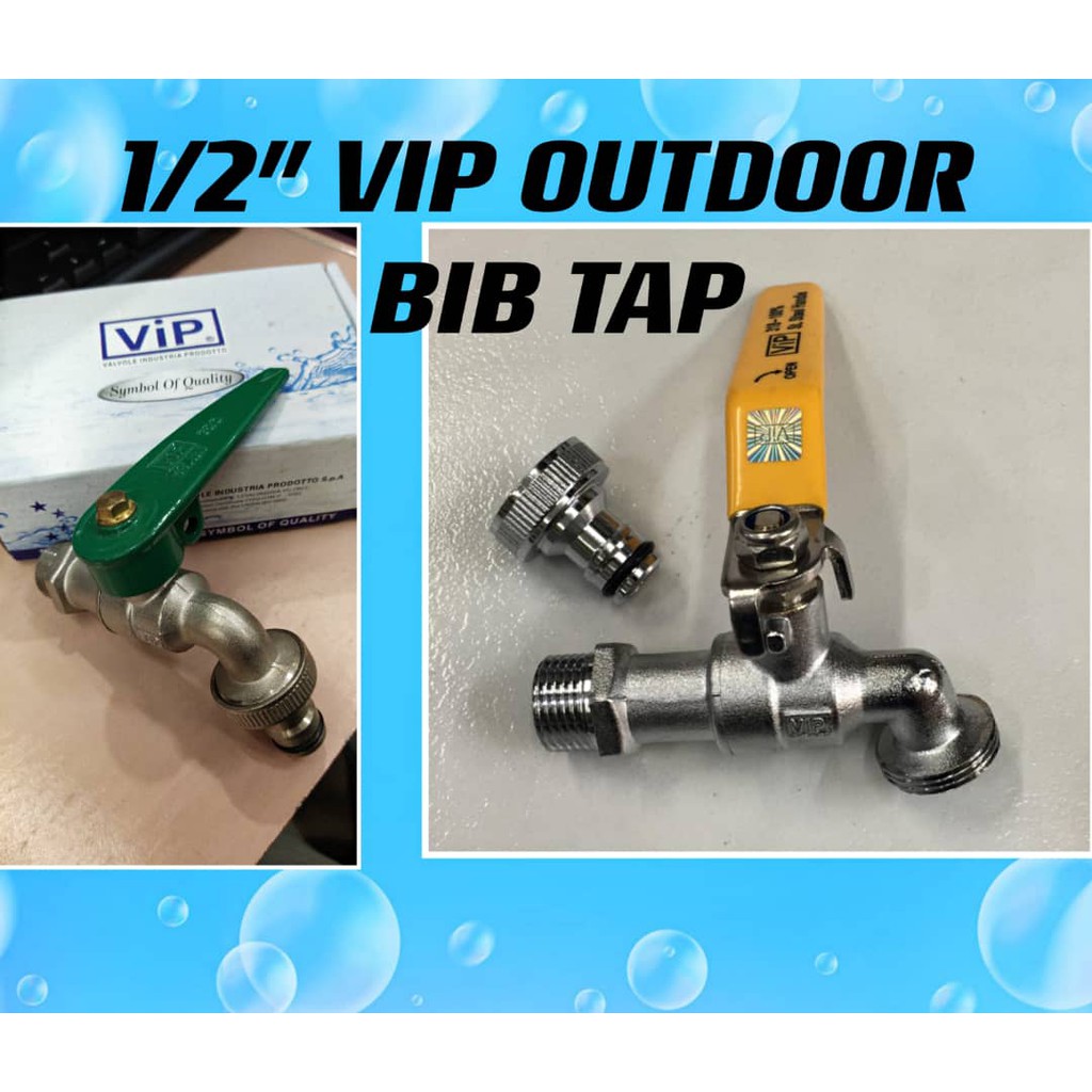 VIP 1/2” SOLID BRASS BALL GARDEN TAP 318 / UNION BIB TAP C/W WASHING ...