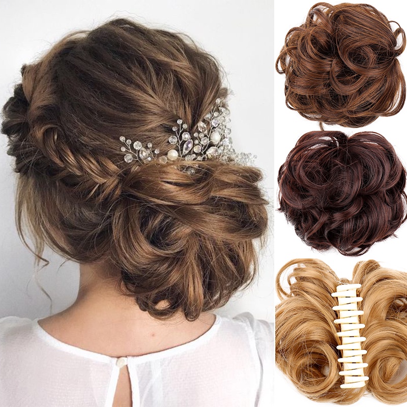 Messy Curly Short Synthetic Hair Extension Chignon Donut Roller Bun Wig ...