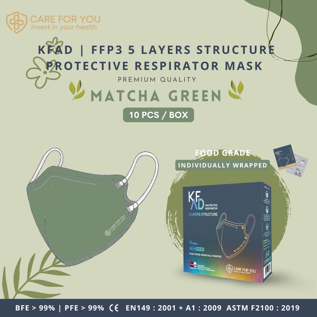 CARE FOR YOU KF-AD Protective Respirator Individually Wrapped - Matcha Green (10 Pcs) | Shopee ...