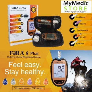 FORA 6 Plus Multi-parameter Meter Monitor (10s Glucose Strips) + 1 Box ...