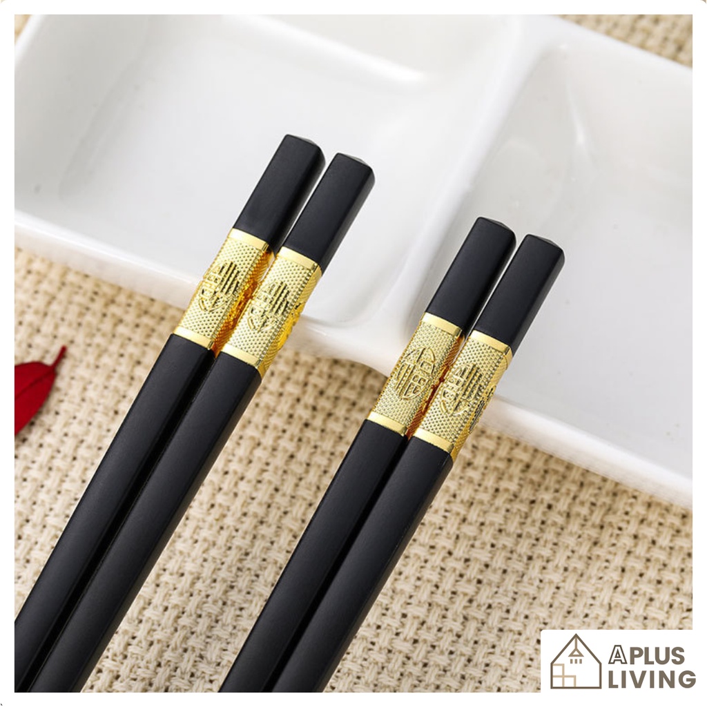 Classic Series Alloy Chopsticks Non-Slip Gold Color Label Chopsticks ...