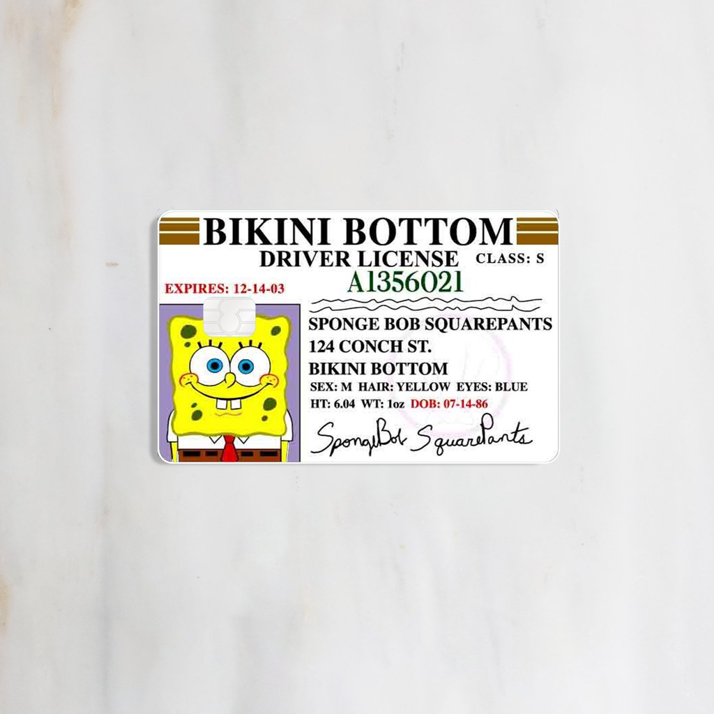 (Movies) SPONGEBOB SWIPE Card Sticker Cover Skin ATM / Debit / Credit ...