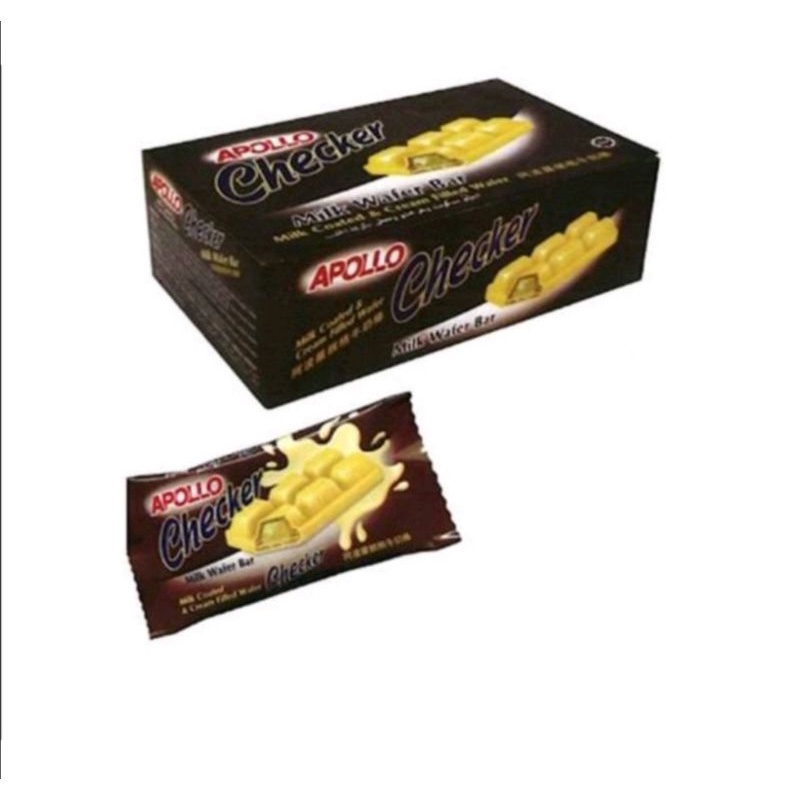 Apollo Checker Milk Wafer Bar(Black Checker)18g x 24 pieces | Shopee ...