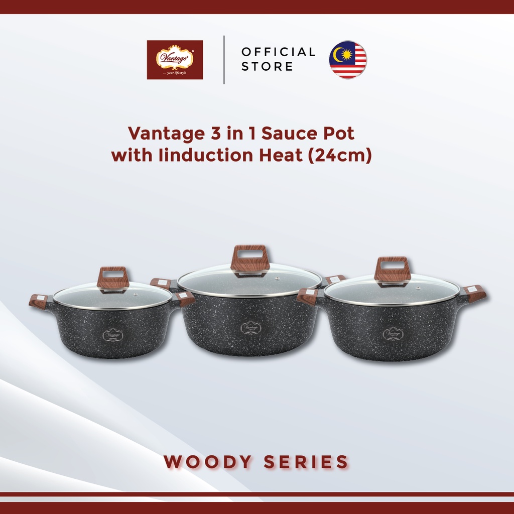 Vantage Non-stick 3 in 1 Induction Sauce Pot(Woody Series) | Shopee ...