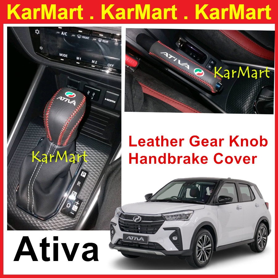 Perodua ATIVA Genuine Leather Gear Knob & Handbrake Cover Gear up Car ...