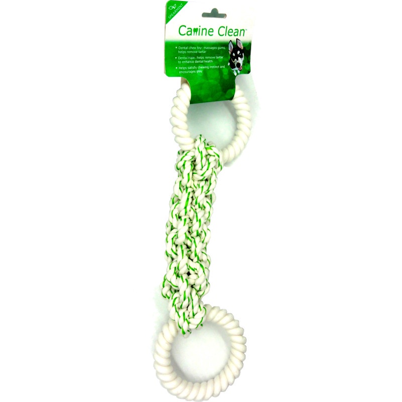 Canine Clean DENTAL BRAIDED ROPE TUG WITH 2 NYLON RING (GREEN) | Shopee ...