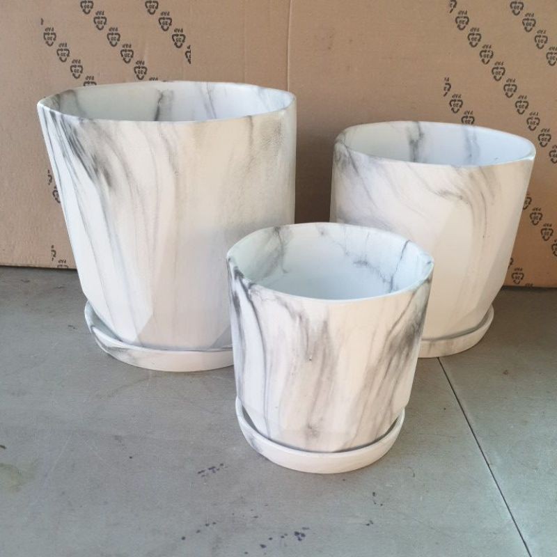 CERAMIC WHITE MABLE POT | Shopee Malaysia