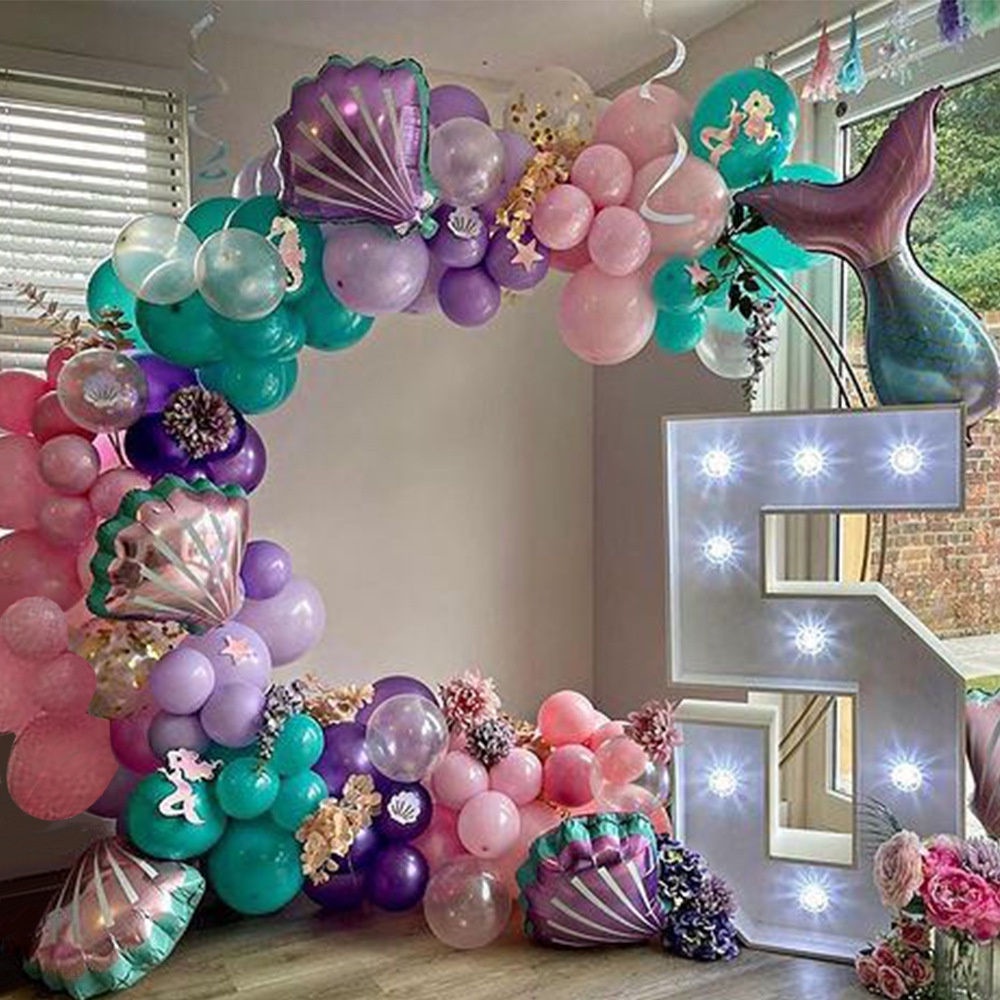 97PCS Mermaid Theme Balloon Set Party Decoration Latex Balloon Shell ...