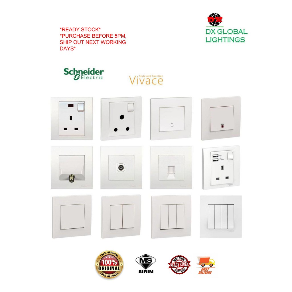 *READY STOCK* SCHNEIDER Vivace SERIES WHITE SWITCHES & SOCKETS / switch ...