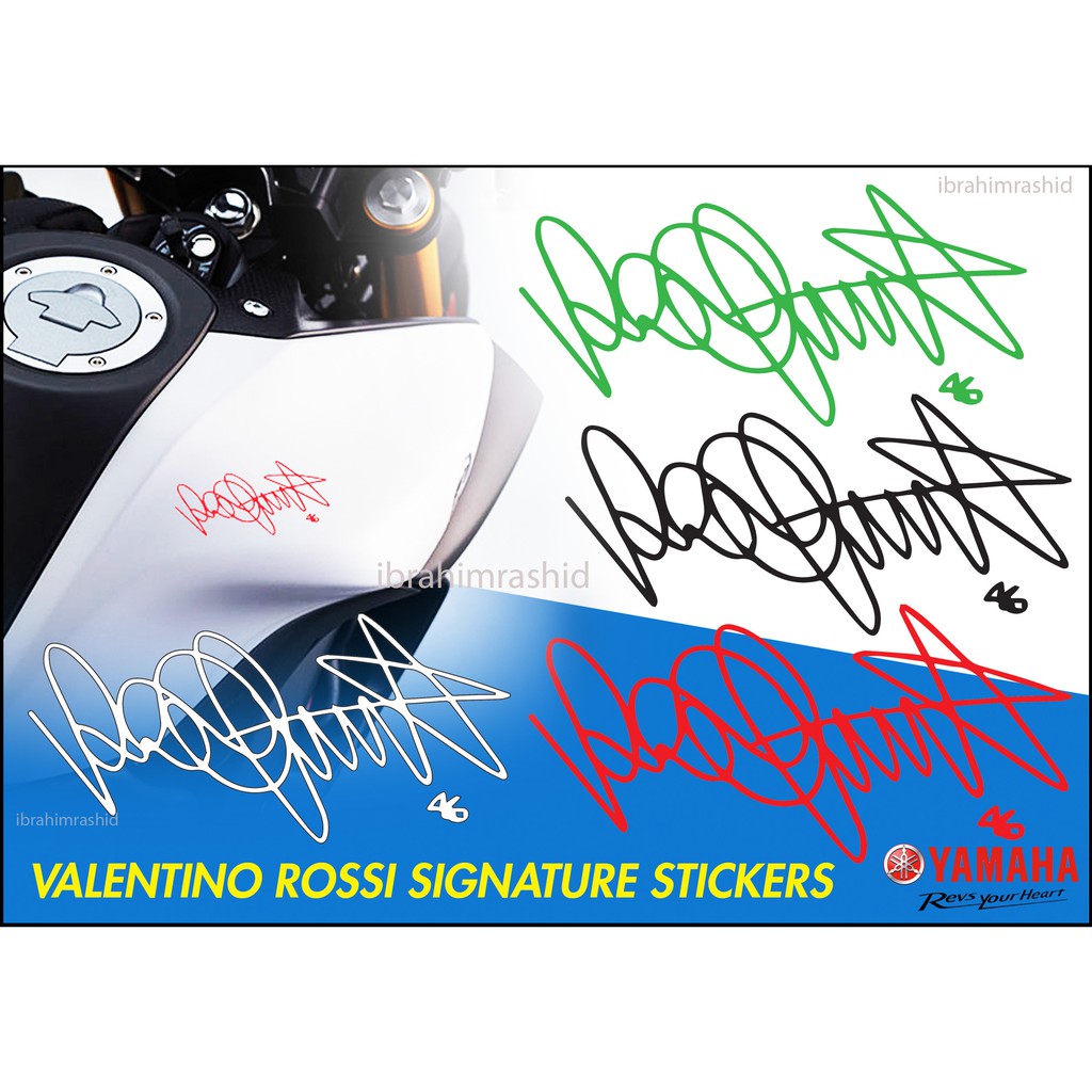 VALENTINO ROSSI SIGNATURE STICKER VINYL DECAL TRANSPARENT (VALENTINO ...