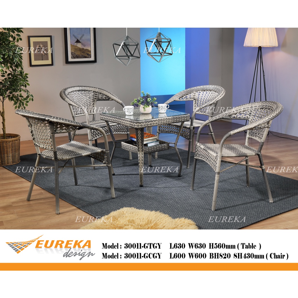 EUREKA 2ft Square Garden Set Mesh Glass Steel 30011 / Kerusi Meja Taman ...