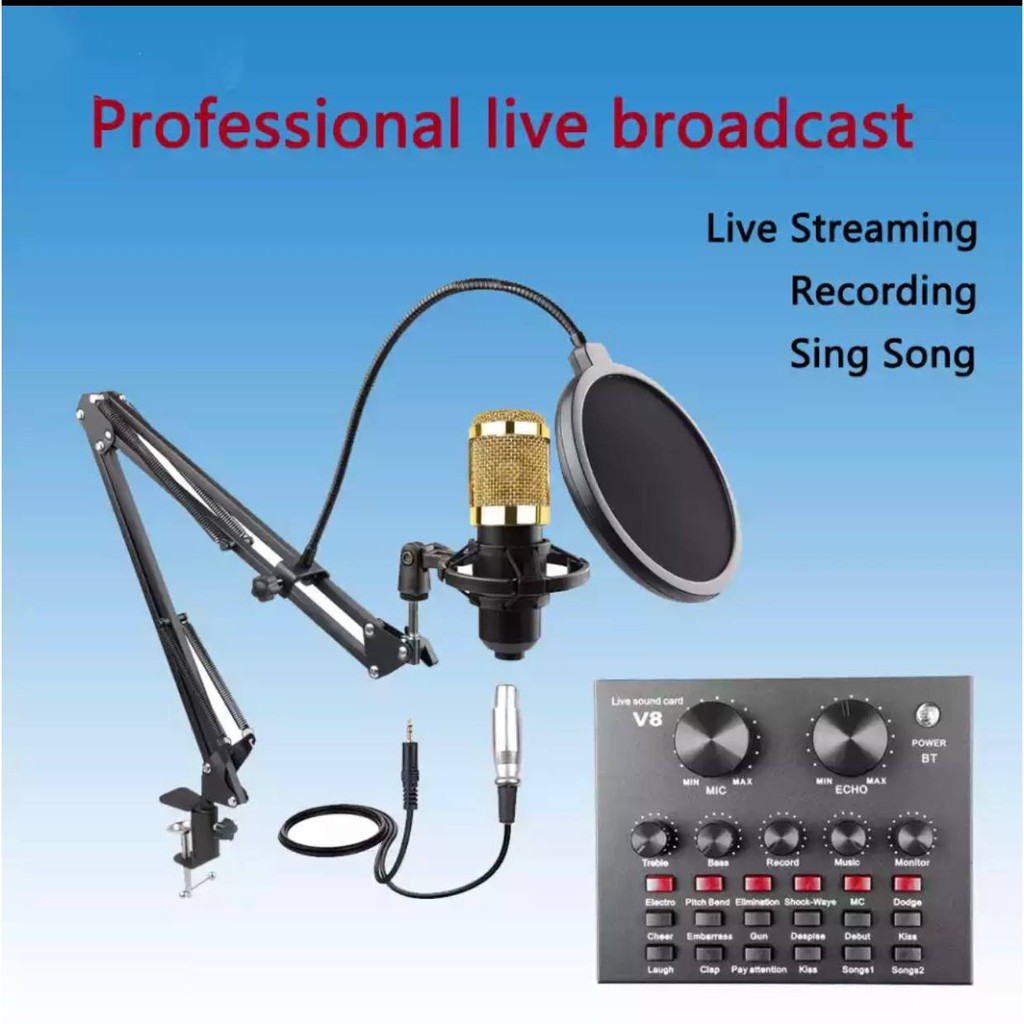 2021 BM800 Condenser Mic Professional Live Broadcast Suit With V8 Sound ...