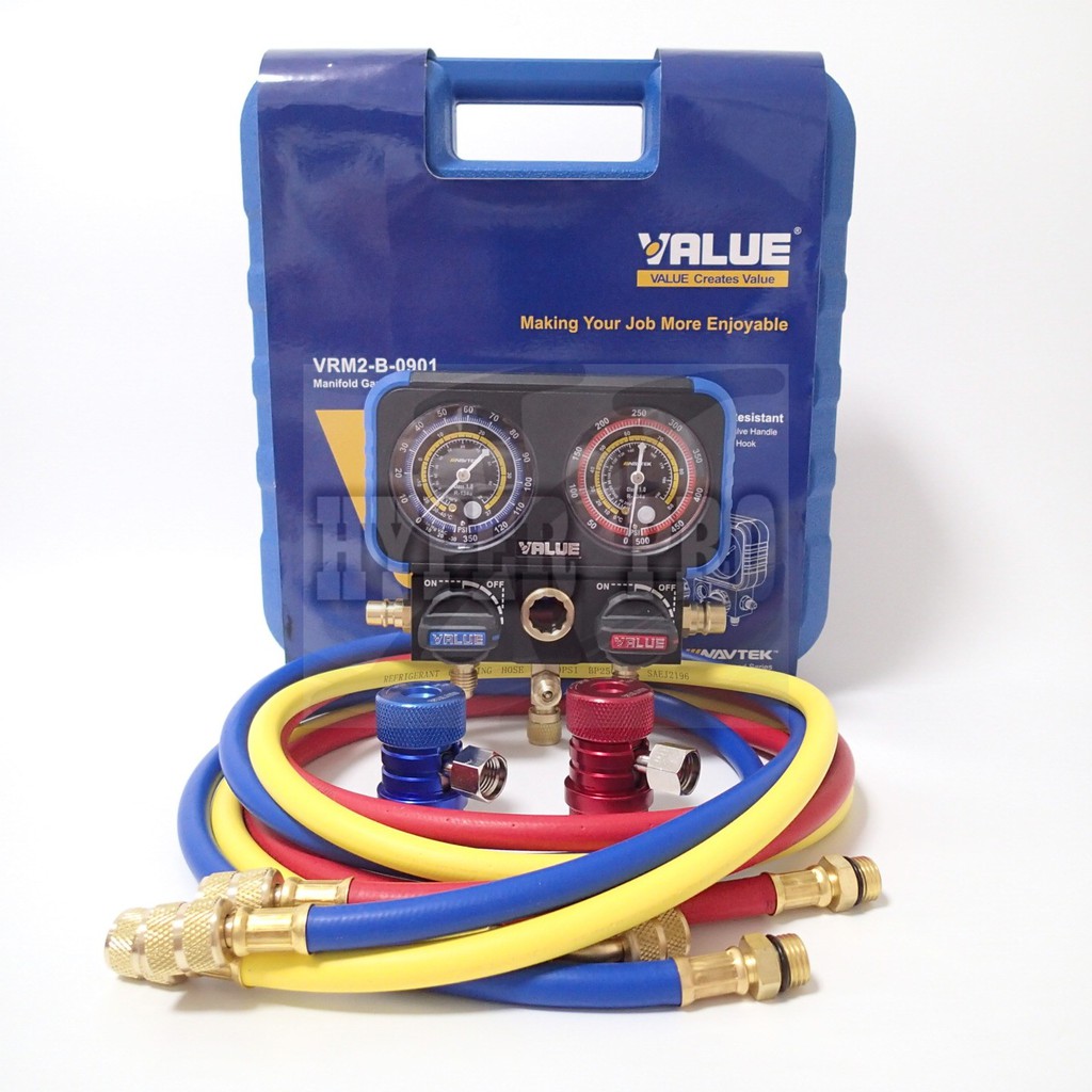 Original Value R134a Premium Manifold Gauge Set With Quick Coupler (Value VRM2-B-0901) | Shopee ...