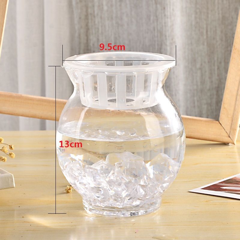 Pasu kaca lutsinar, hidroponik, pot bunga lobak hijau, ruang tamu ...