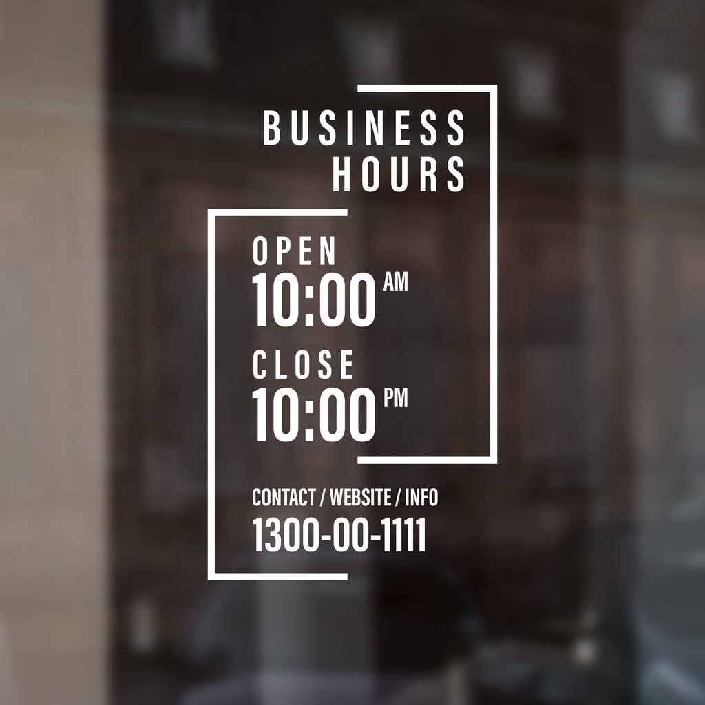 [Sticker] Business Hour Sticker Custom Made - Glass / Window Decal ...