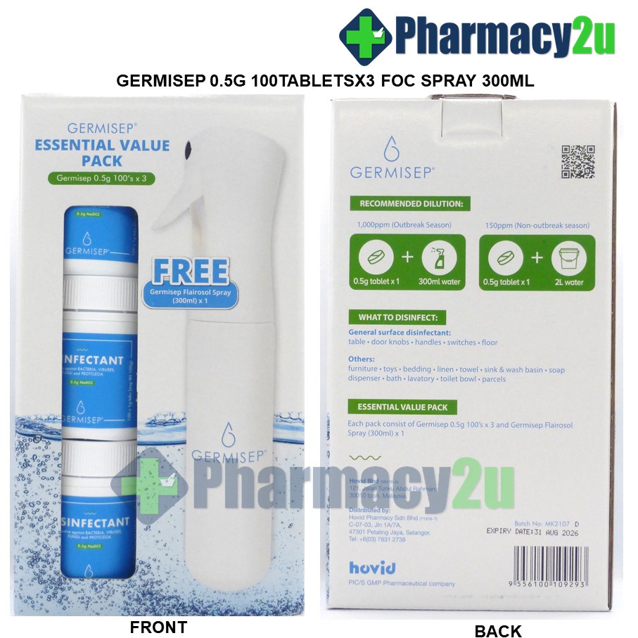 GERMISEP TABLET 2.5G 100S / 0.5G 500 EFFERVESCENT TAB DISINFECTANT ...