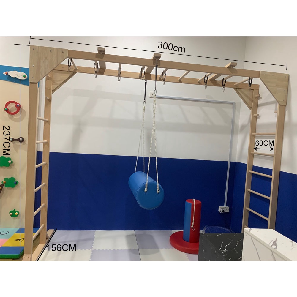 Wooden Monkey Bar Multi-functional suspensions Sensory training hanging ...