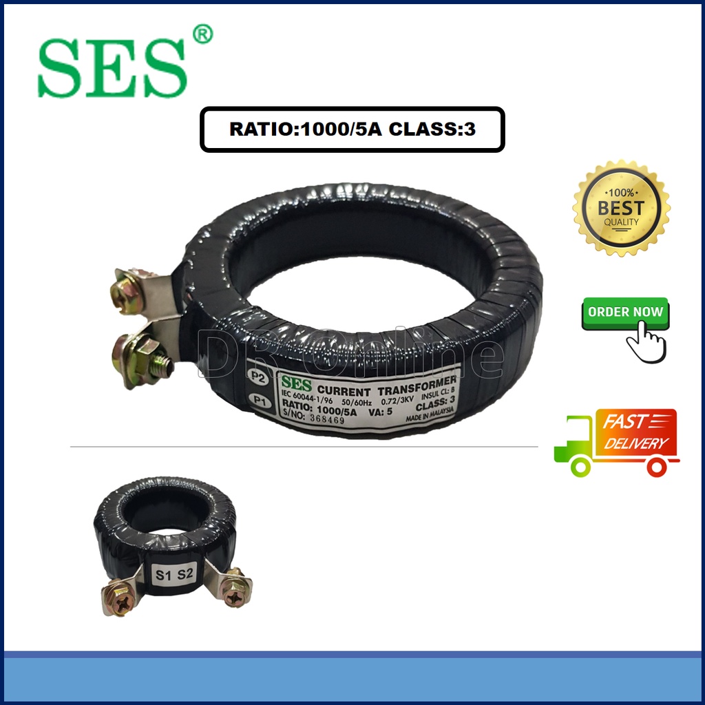 SES Current Transformer CT COIL Class 3 ,5VA ,60A,100A,150A,200A,250A,300A,400A,500A,600A,800A ...