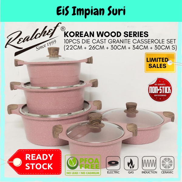 (Ready Stock!!) Real Chef 10pcs Die Cast Granite Stone Non Stick ...