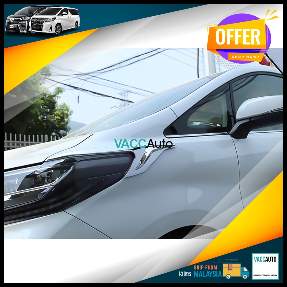 Toyota Alphard 30 Series Head Lamp Chrome Eyelid Front Eyebrow Head ...