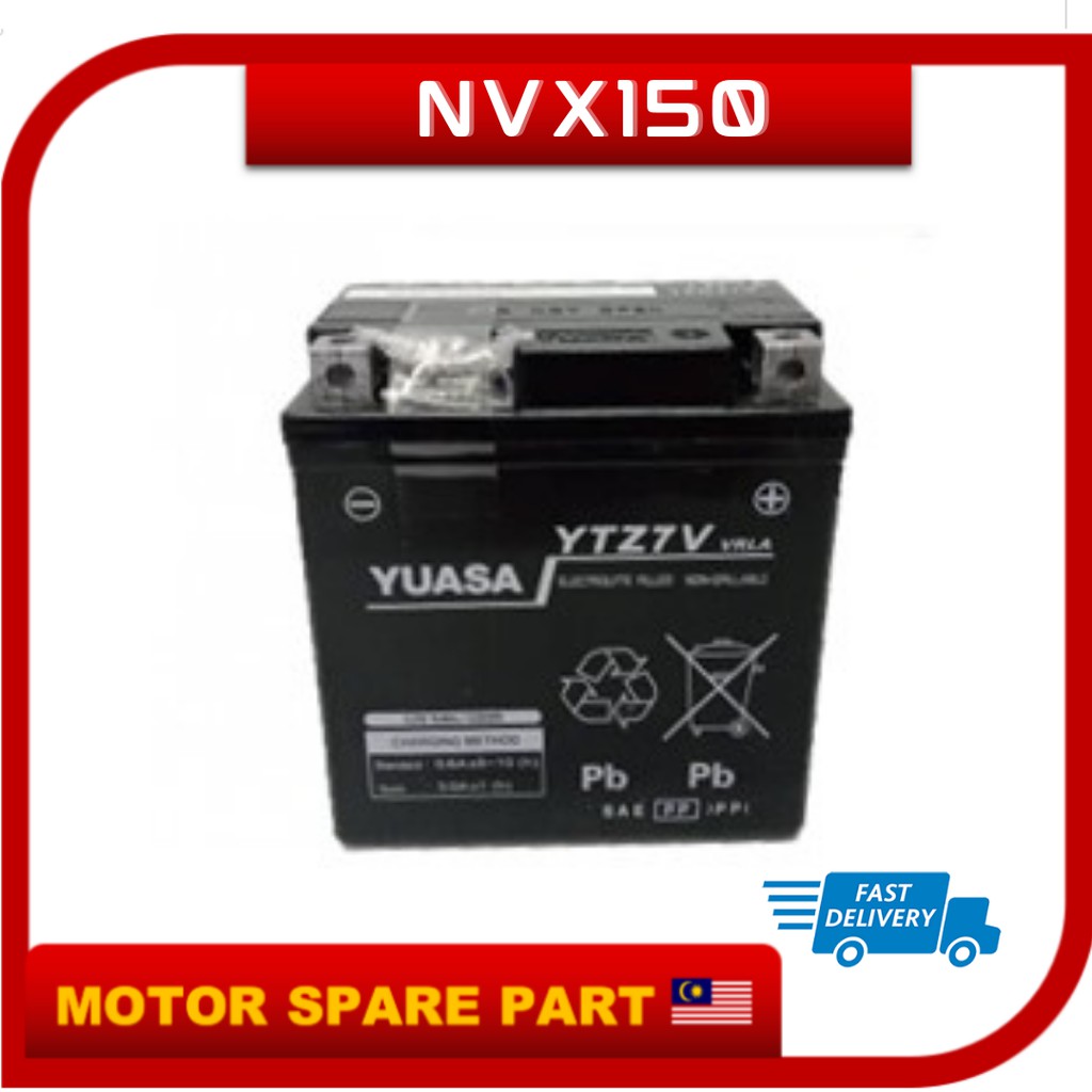 YUASA YTZ7V YAMAHA NVX 150 N-MAX 150 HONDA PCX 150 YUASA BATTERY YTZ7V ...
