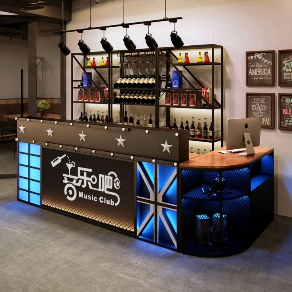 ☒Retro Iron Hot Pot Counter Cashier Counter Corner Reception Desk ...