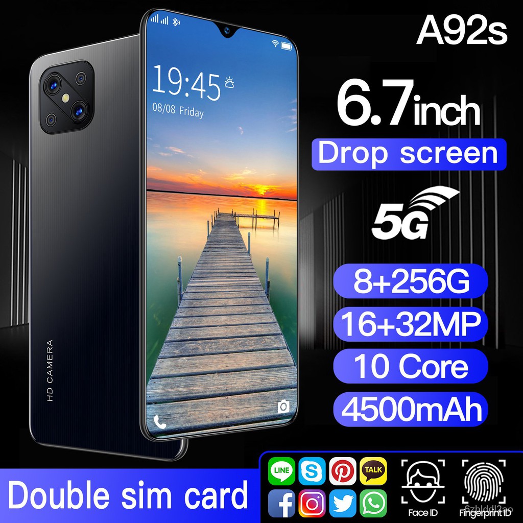 Celularessmartphone A92s 6.7inch Waterdrop Screen 8GB RAM 256GB ROM ...