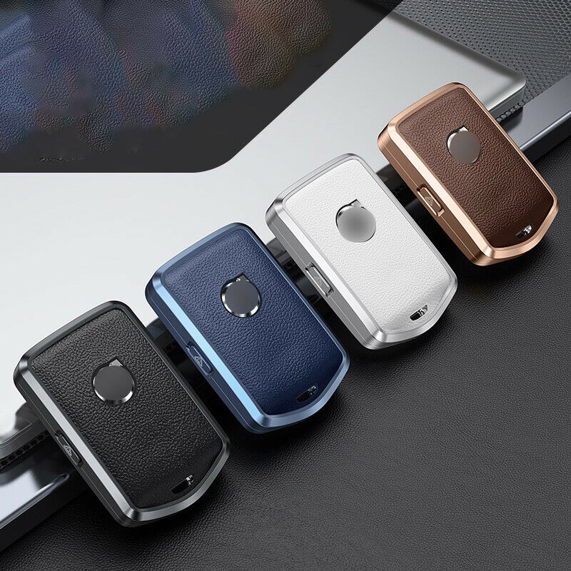 Genuine Leather Aluminium Alloy Remote Car Key Fob Case Cover Holder ...