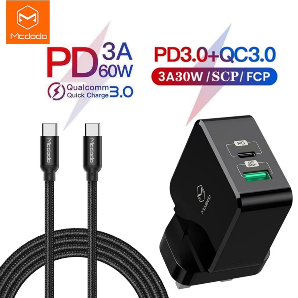 Mcdodo PD QC 30W Travel Charger Set Fast Charging UK Plug with Type-C ...