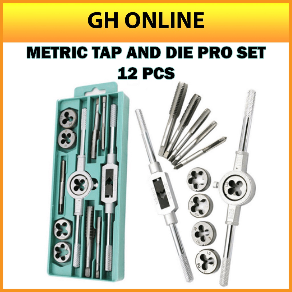 TAPER THREAD TOOLS /METRIC HAND TAP AND DIE PRO SET 12 PCS M6-M12 BUAT ...
