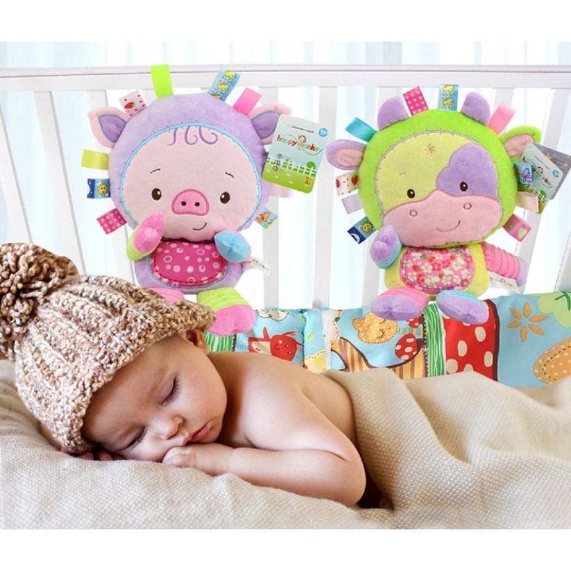 Happy Monkey Baby Plush Stuffed Toy Rattle Raggy Doll Pillow Early ...