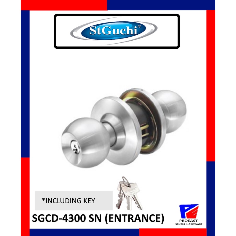 ST GUCHI Stainless Steel Cylinder Door Lock / Tombol Pintu Heavy Duty ...