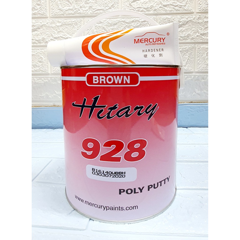MERCURY Hitary 928 Poly Putty Brown / Grey (4Kg) C/W Hardener 90gram ...
