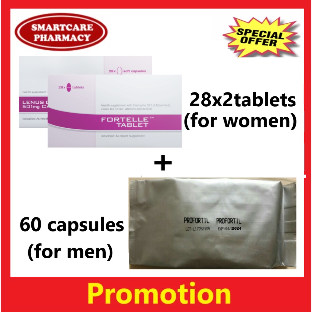 Fortelle 28's + Omega-3 28's For Female Fertility + PROFORTIL 60 ...