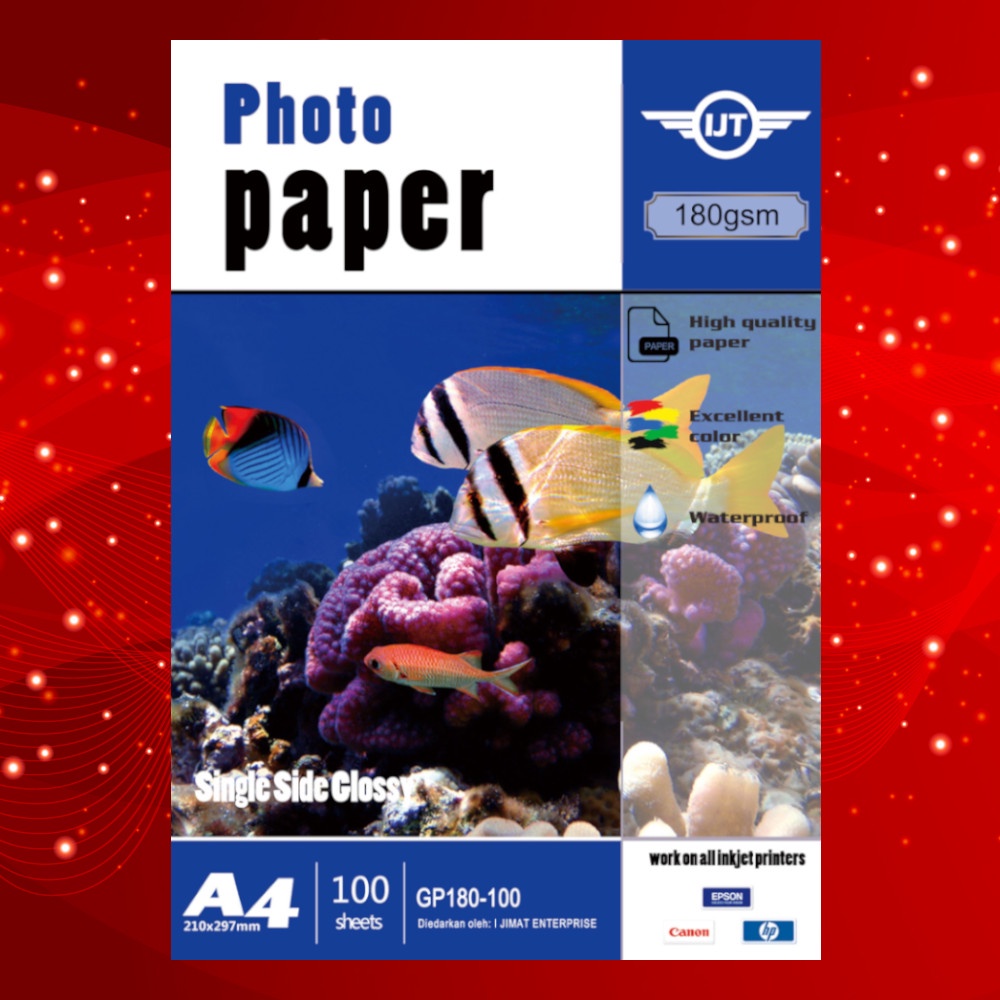 100sheets IJT GP180 A4 INKJET Paper Glossy Photo Paper 180gsm 180g ...