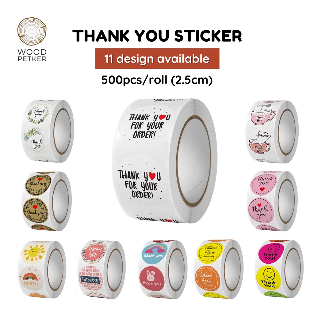Thank you sticker 500pcs/roll 2.5cm / Thanks Sticker Terima Kasih / 11 ...