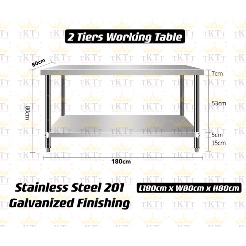 TKTT 2 Tier Stainless Steel Kitchen Working Table Storage Rack ...