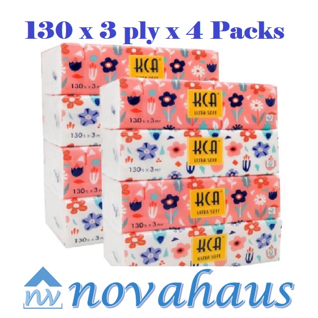 KCA Ultra Soft Facial Tissue Paper 130 sheets x 3 ply x 4 Packs ...